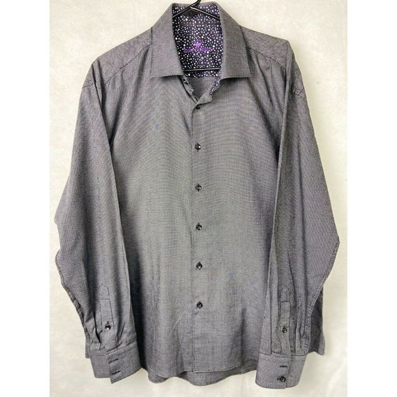 Bertigo | Shirts | Bertigo Mensbutton Down Long Sleeveblack Shirt With ...